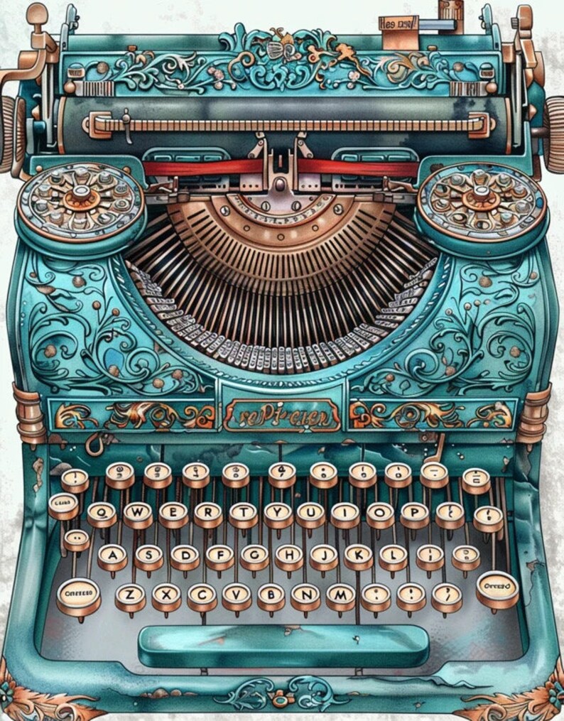 Typewriters Coloring Book 20 Vintage Coloring Pages Instant Download ...