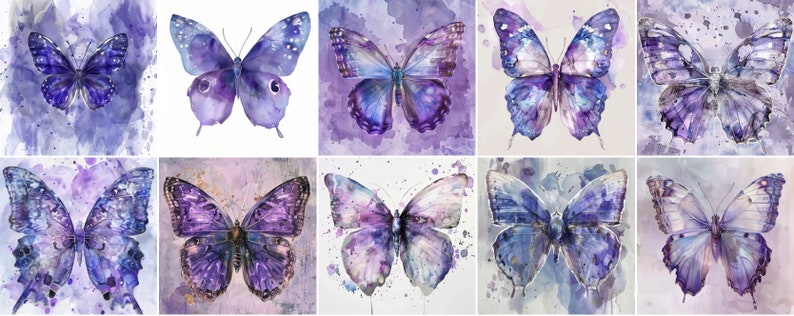 Purple Butterfly Clipart Images 20 Instant Download Butterfly Card ...