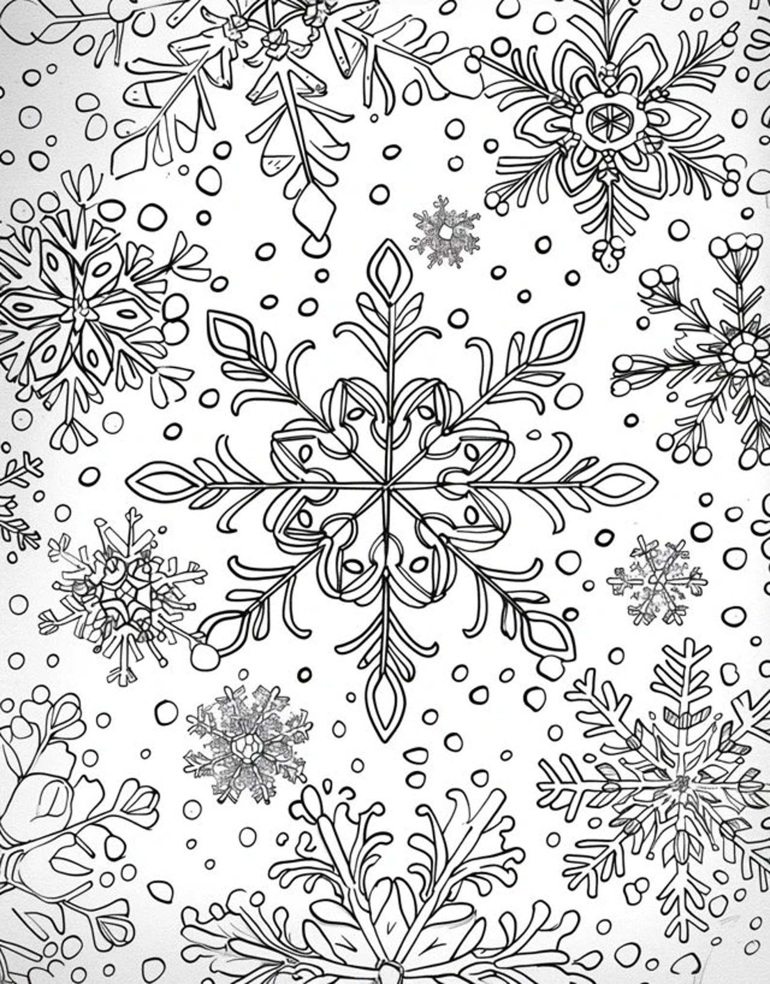Snowflake Coloring Book: 20 Winter Line Art Images (digital Download ...