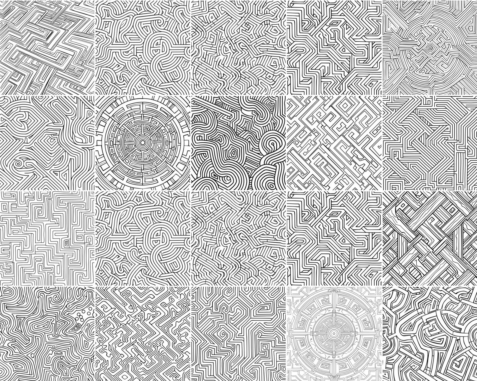 Maze Coloring Book: 25 Geometric Pages (instant Download) - Etsy