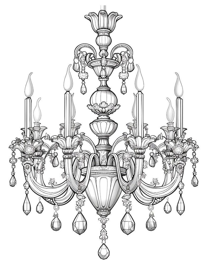 Chandelier Coloring Book 20 Coloring Pages Instant Download Chandelier ...