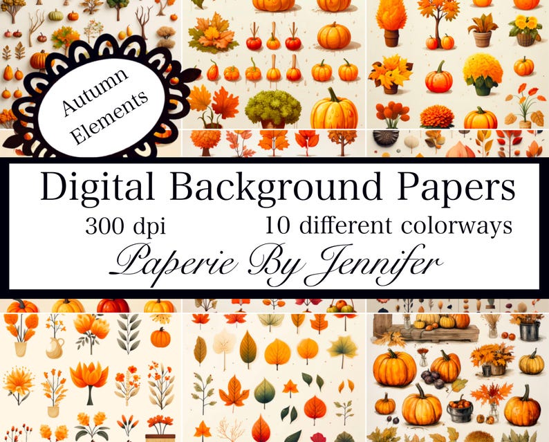 Fall Digital Papers Mega Bundle 10 Complete Packs Instant Download ...