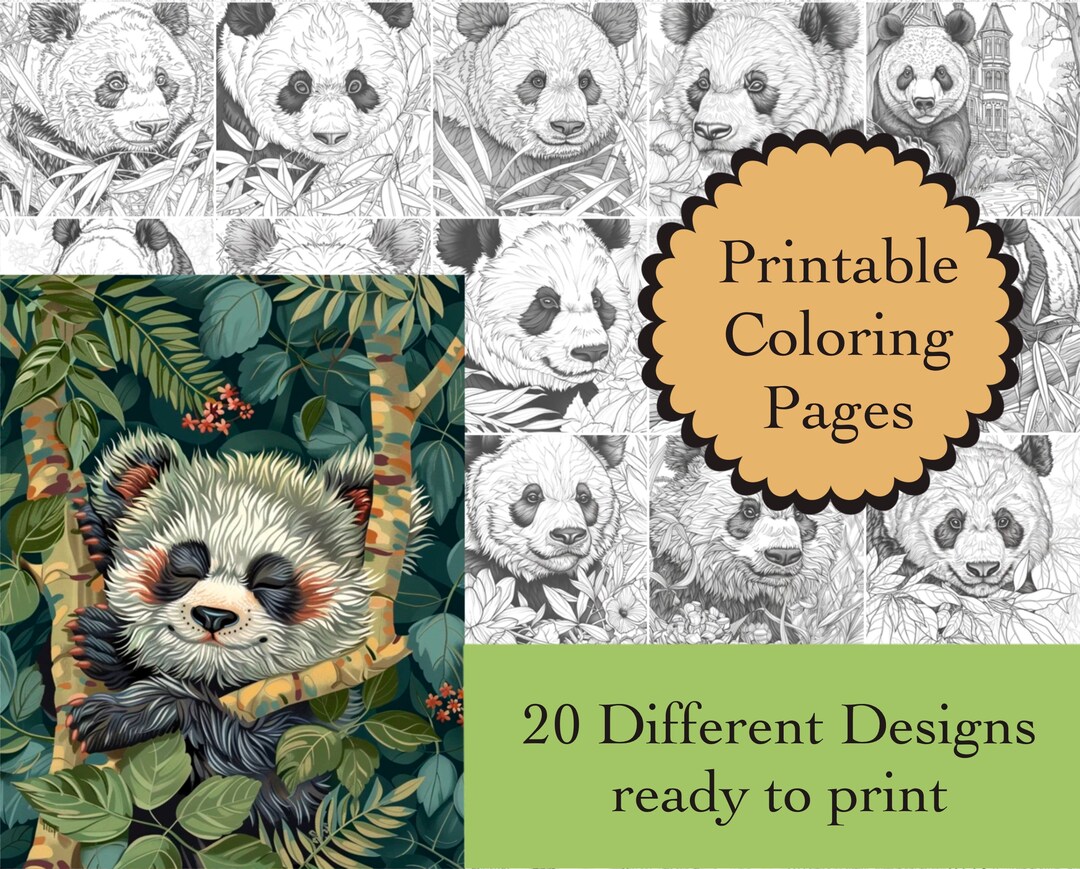 Panda Bear Coloring Book 20 Panda Coloring Pages Instant Download Panda ...