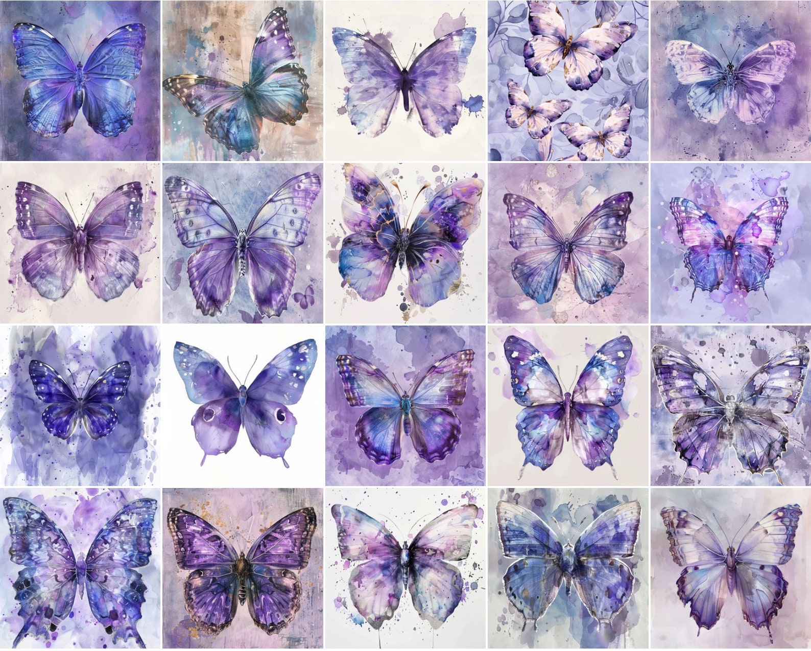 Purple Butterfly Clipart Images 20 Instant Download Butterfly Card ...