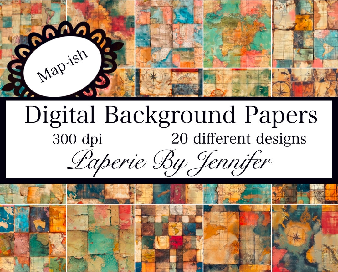 Fantasy Map Papers 20 Backgrounds Instant Download Vintage Style Map ...