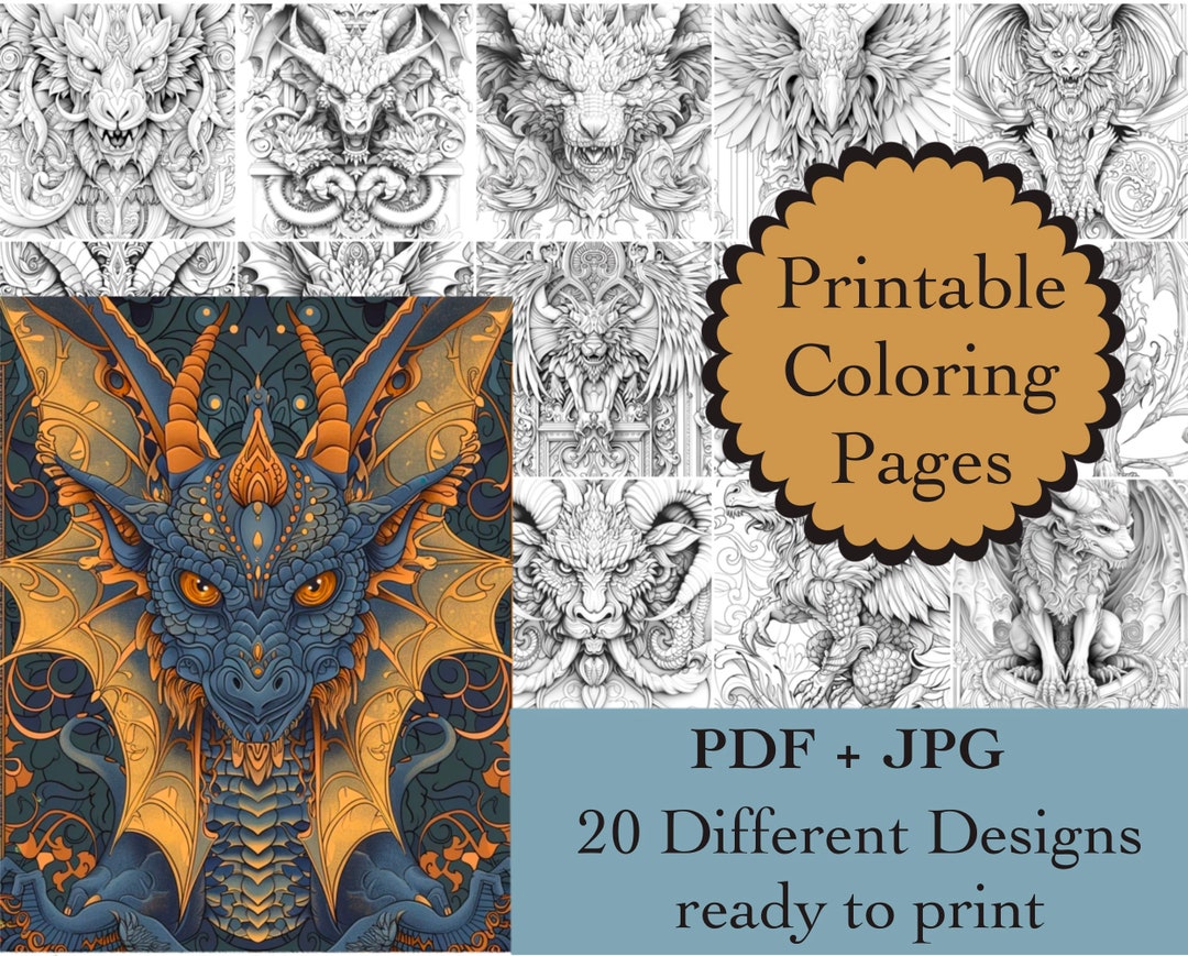 Gargoyles Coloring Book 20 Background Coloring Pages Instant Download ...