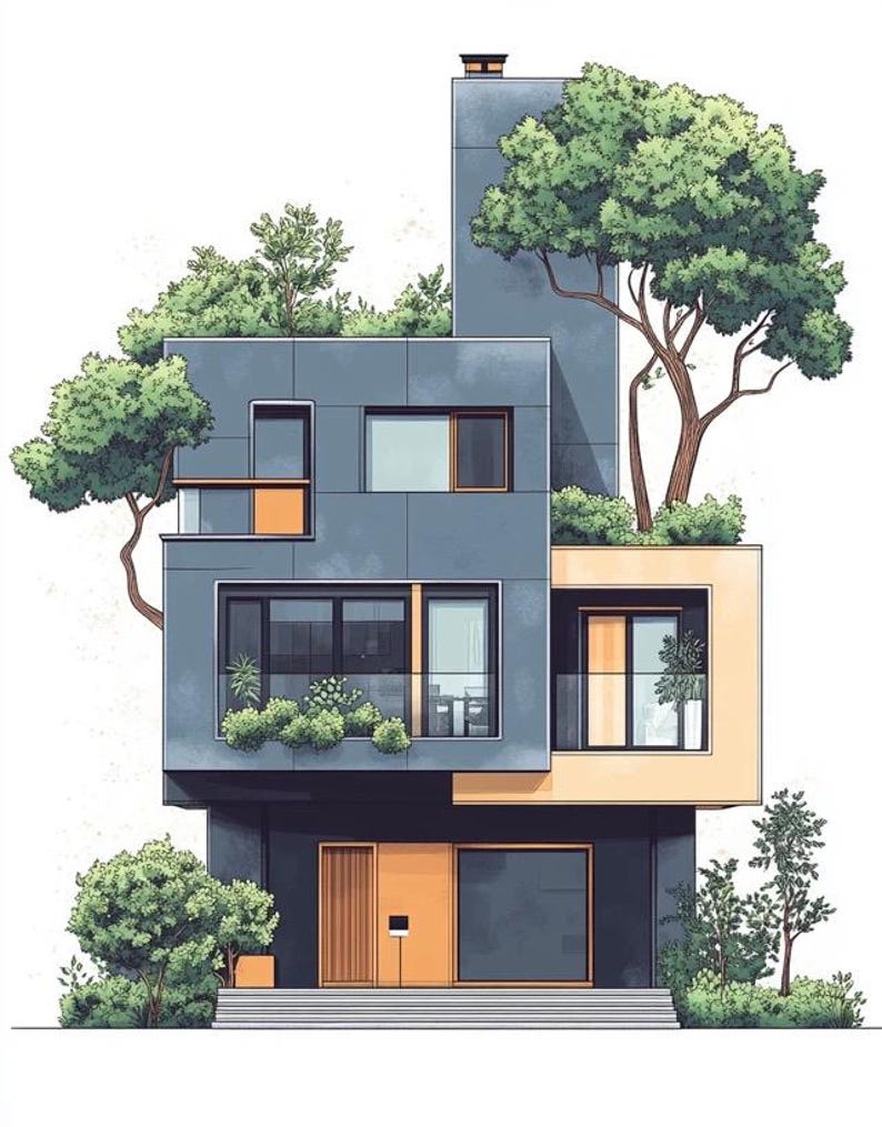 Modern Houses Coloring Book 20 House Coloring Pages Instant Download ...