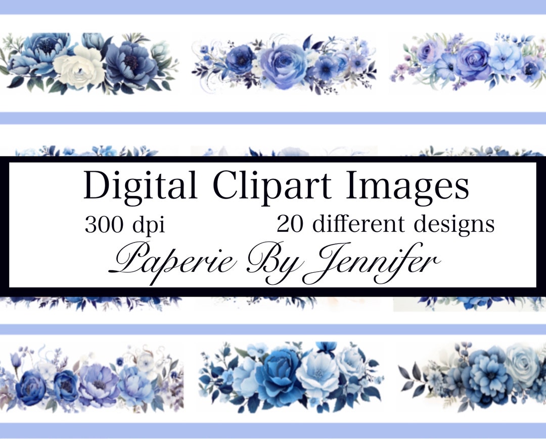 Blue Wedding Flower Images 20 Instant Download Blue Floral Banners ...