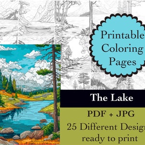 The Lake Coloring Book 20 Coloring Pages Instant Download Outdoor ...