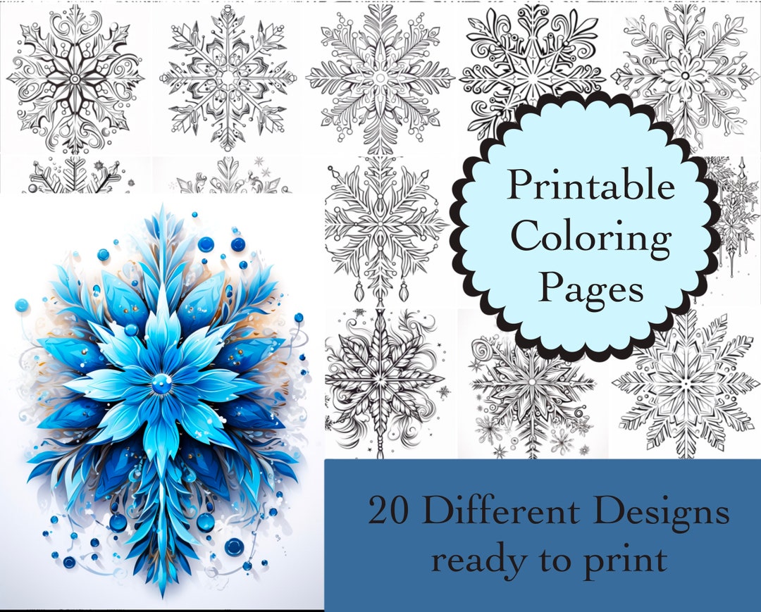 Snowflake Coloring Book 20 Coloring Pages Instant Download Winter ...