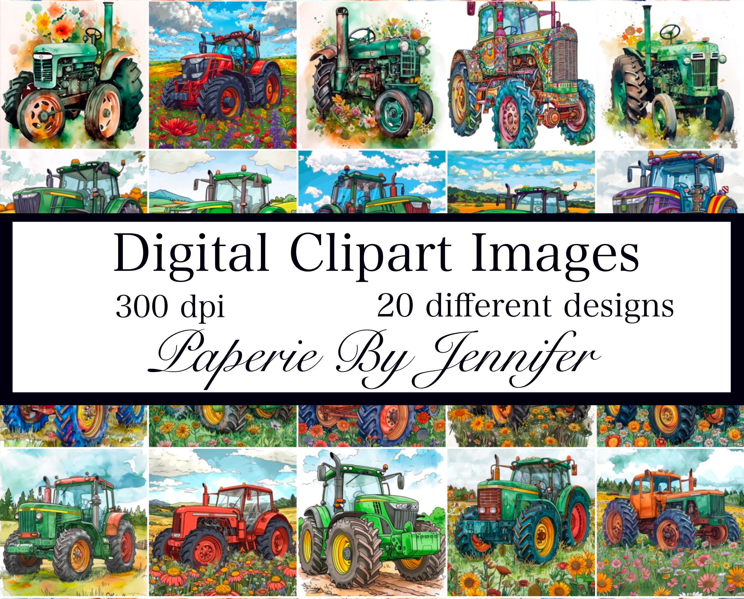 Tractors Clipart 20 Designs Tractor Images Instant Download Printable ...