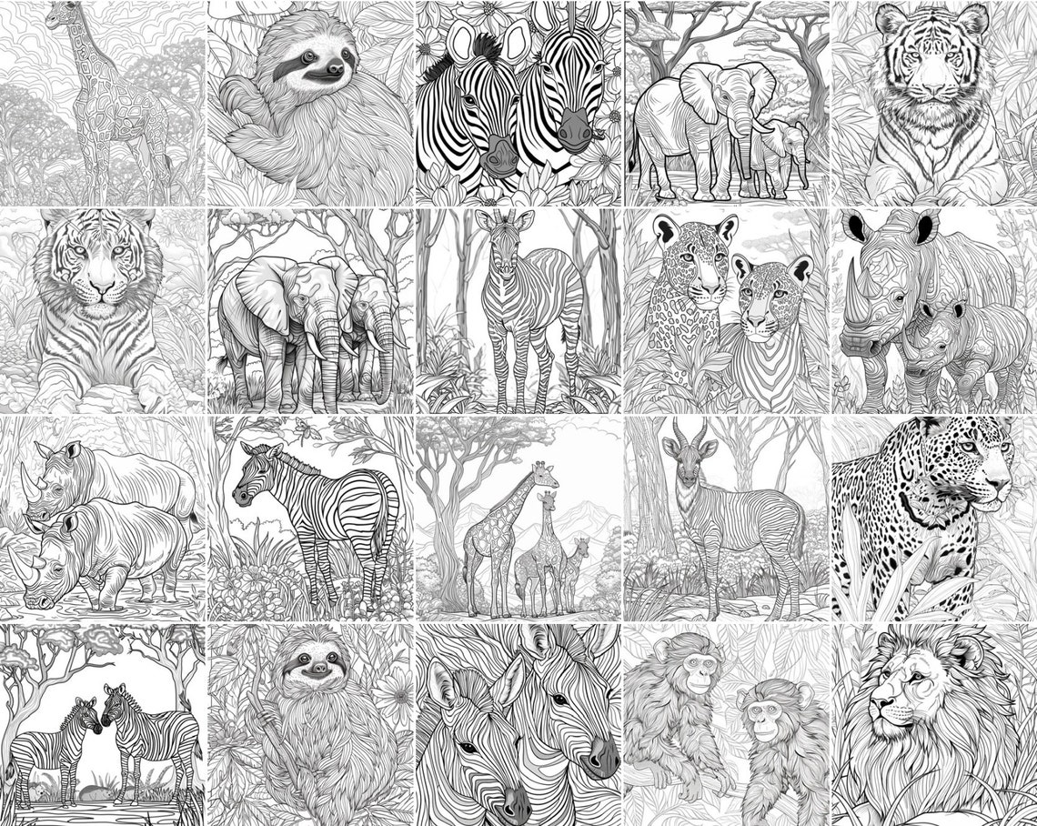 Zoo Animals Coloring Book 20 Zoo Coloring Pages Instant Download ...