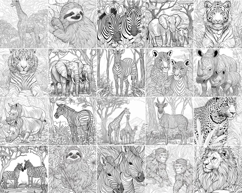 Zoo Animals Coloring Book 20 Zoo Coloring Pages Instant Download ...
