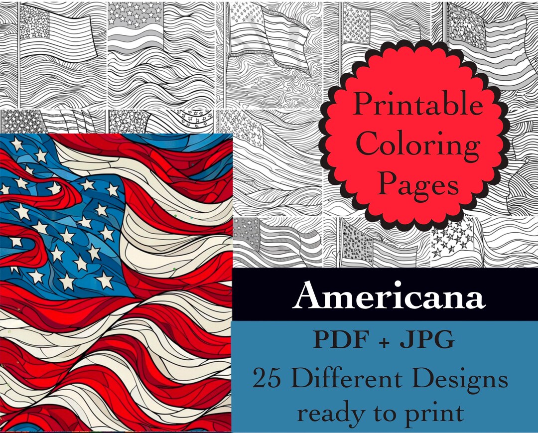 Americana Coloring Book 20 Flag Coloring Pages Instant Download ...