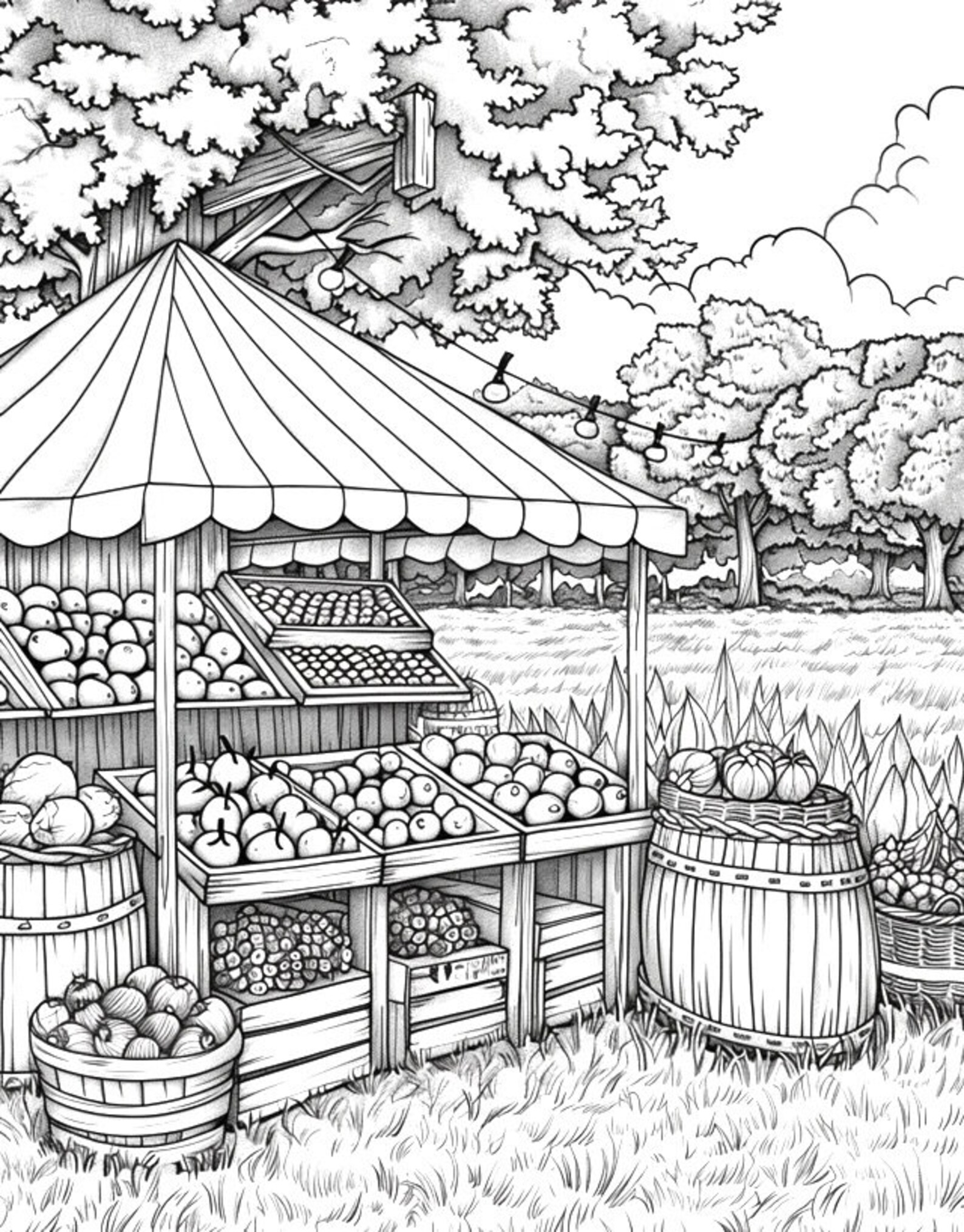 Farmers Market Coloring Book 20 Coloring Pages Instant Download ...