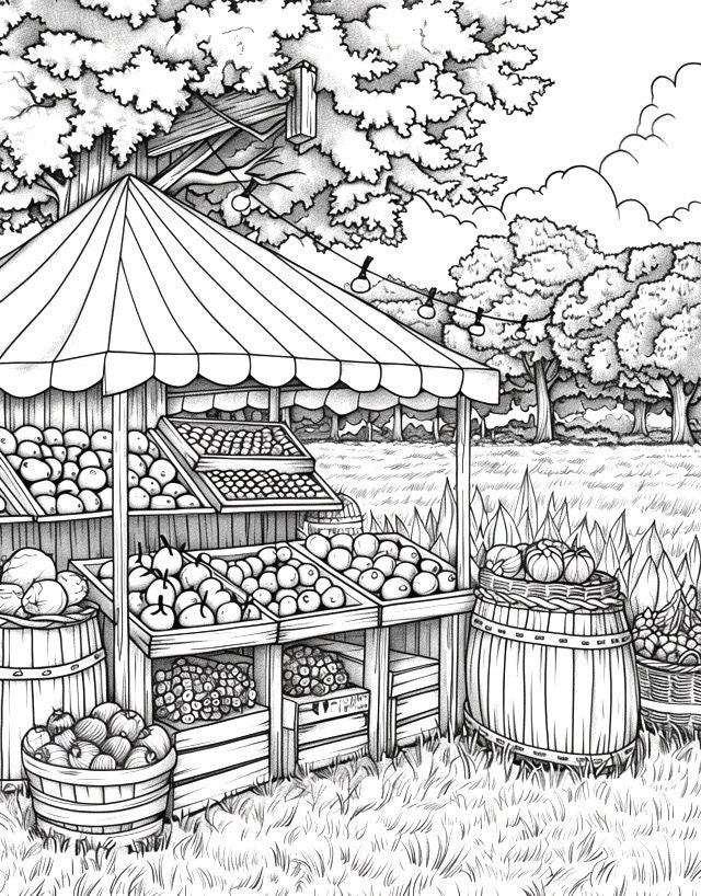 Farmers Market Coloring Book 20 Coloring Pages Instant Download ...