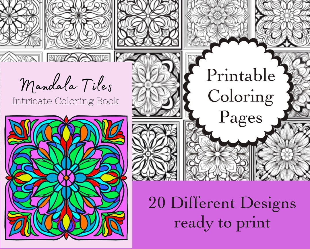 Mandala Tiles Coloring Book 20 Coloring Pages Instant Download Mandala ...