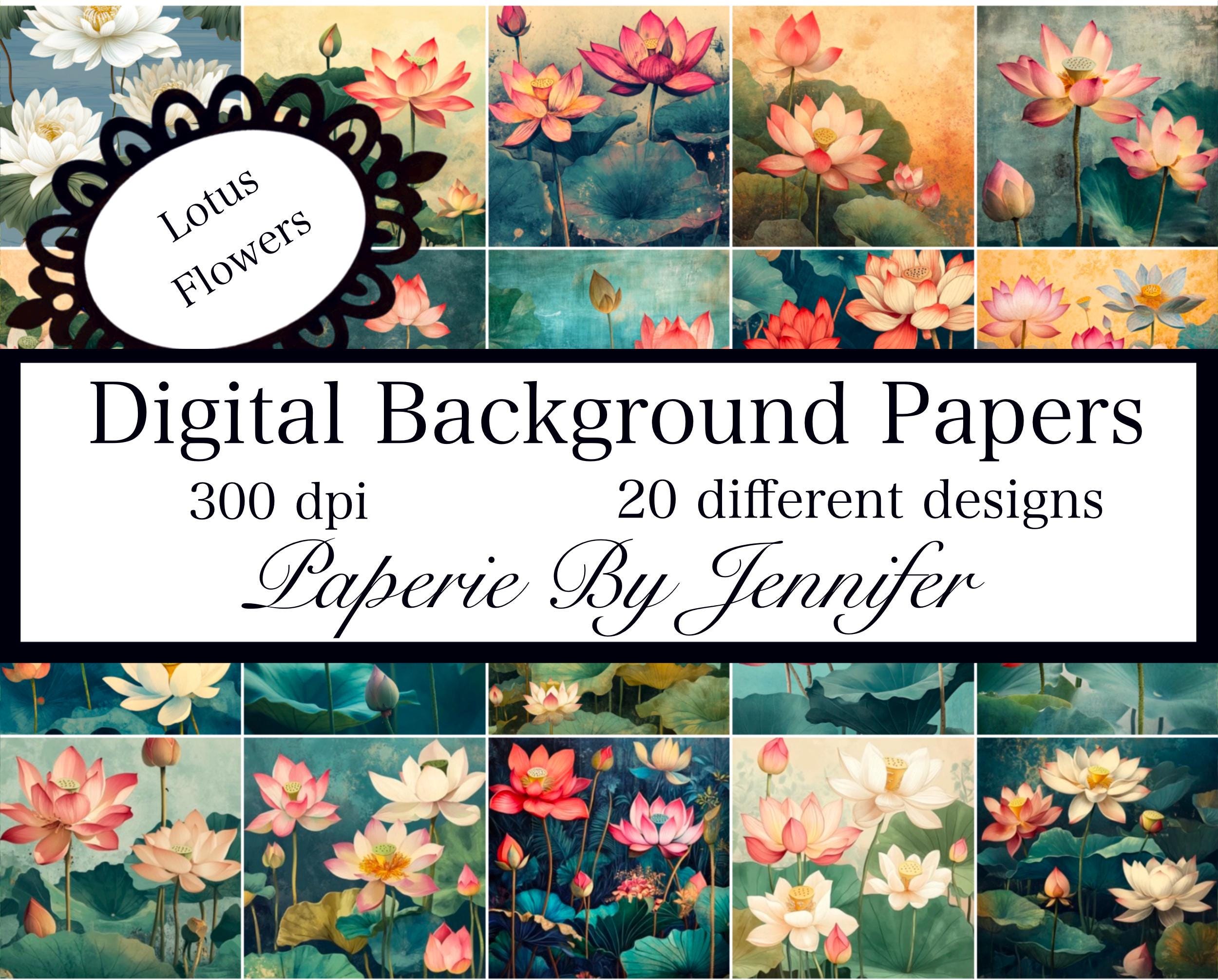 Lotus Flower Backgrounds 20 Designs Instant Download Lotus Card ...