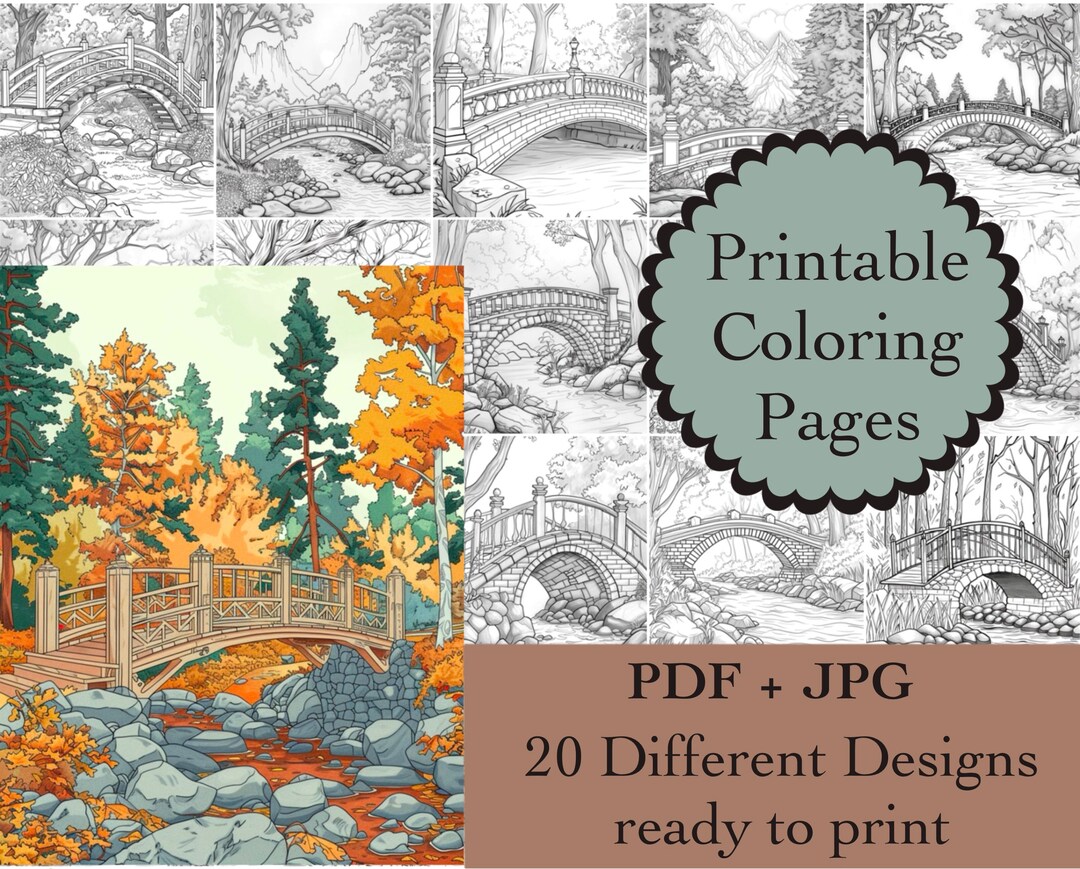 Country Bridges Coloring Book 20 Bridges Coloring Pages Instant ...