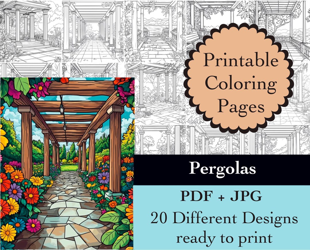 Pergola Coloring Book 20 Pergola Coloring Pages Instant Download ...