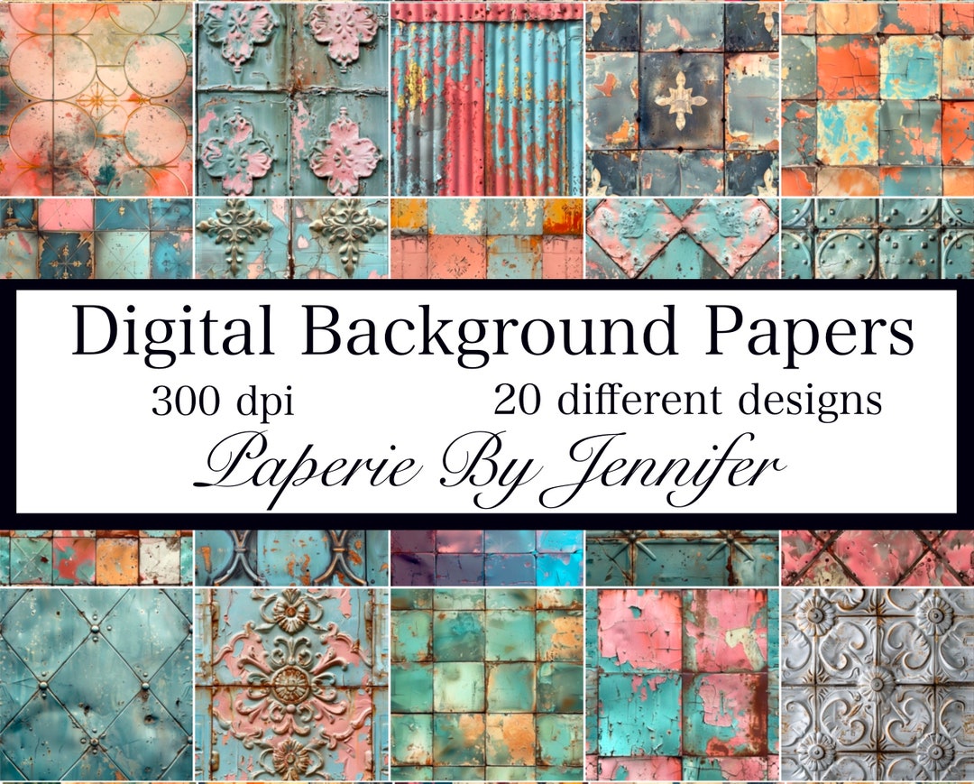 Rustic Tin Tile Backgrounds: 20 Printable Metal Textures (digital ...
