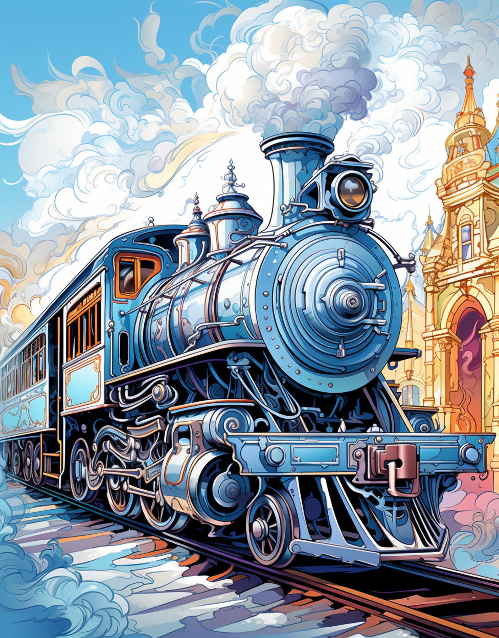 Trains Coloring Book 20 Train Coloring Pages Instant Download ...
