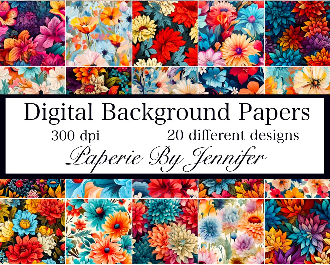 Bold Floral Images 20 Flower Backgrounds Instant Download Floral Papers ...