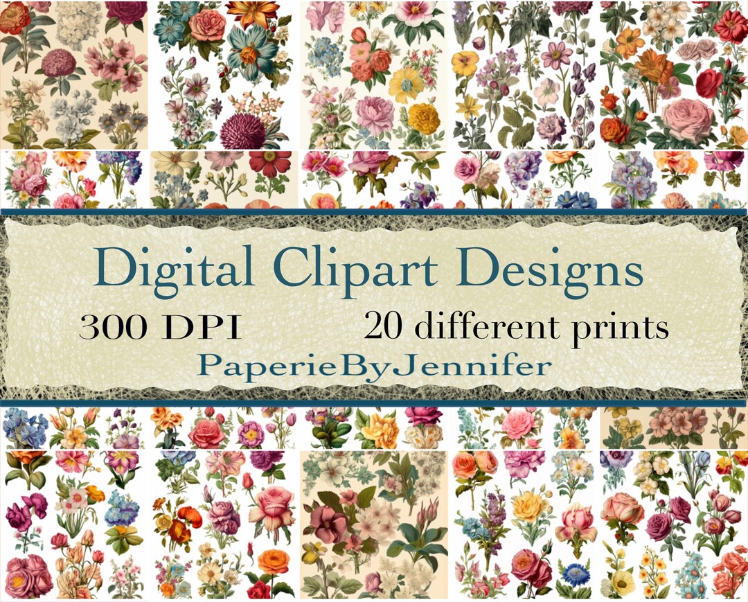 Victorian Flowers Clipart 20 Instant Download 20 Vintage Flowers ...