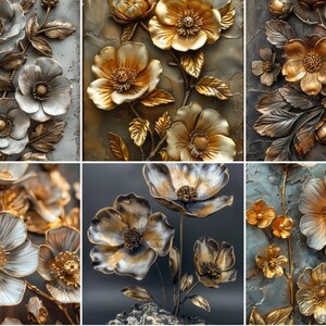 Metal 3D Flower Images 20 Floral Backgrounds Instant Download 3D ...