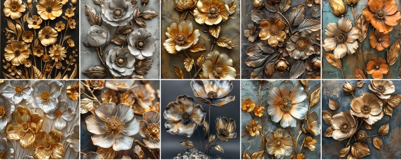 Metal 3D Flower Images 20 Floral Backgrounds Instant Download 3D ...