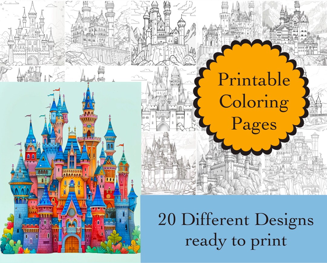 Castles Coloring Book 20 Castle Coloring Pages Instant Download Castle ...