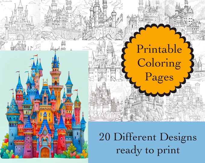 Neuschwanstein Castle Learning Coloring Page | Both Digital and ...