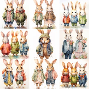 Bunny Rabbit Images 25 Dressed Bunnies Instant Download Printable ...