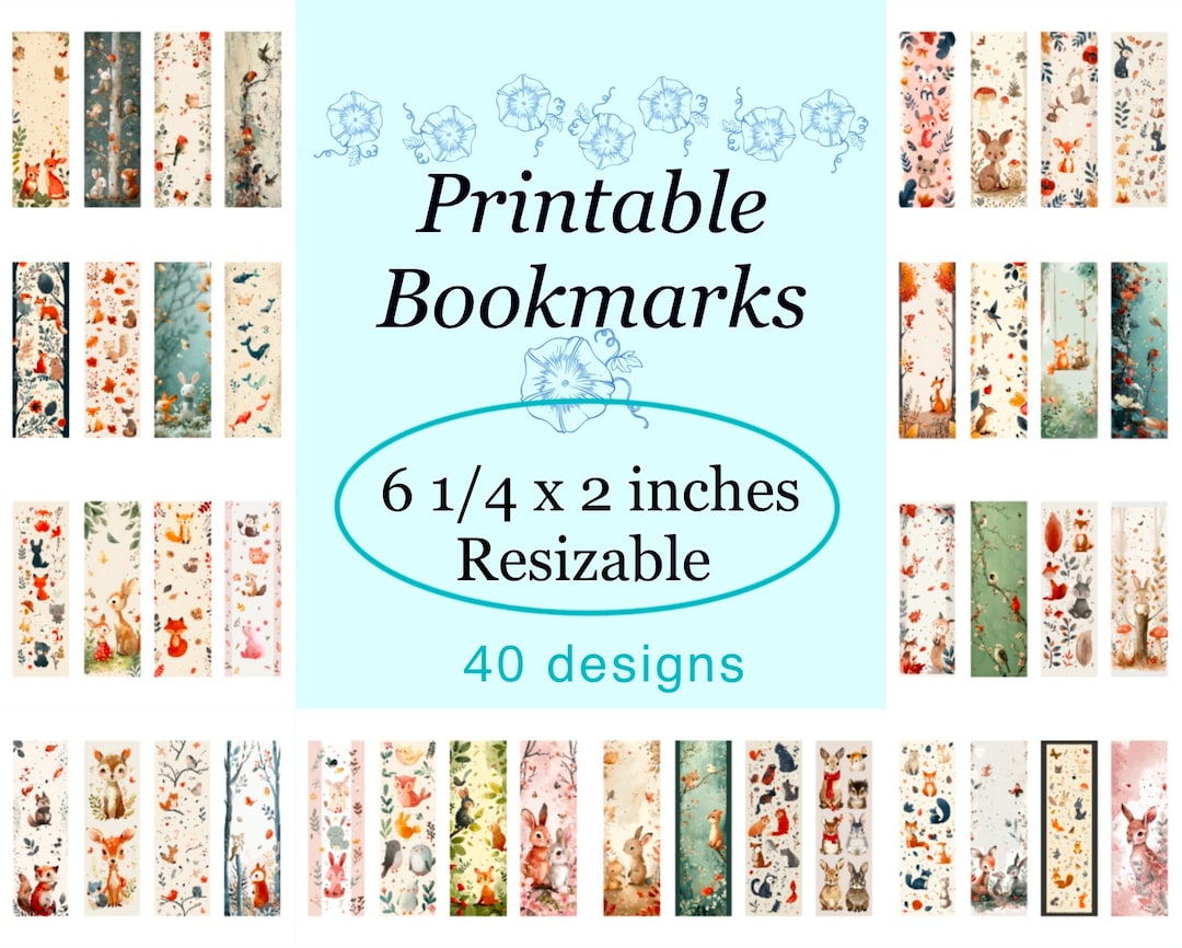 Animal Bookmarks Printables 40 Designs Animal Bookmark Images Instant ...