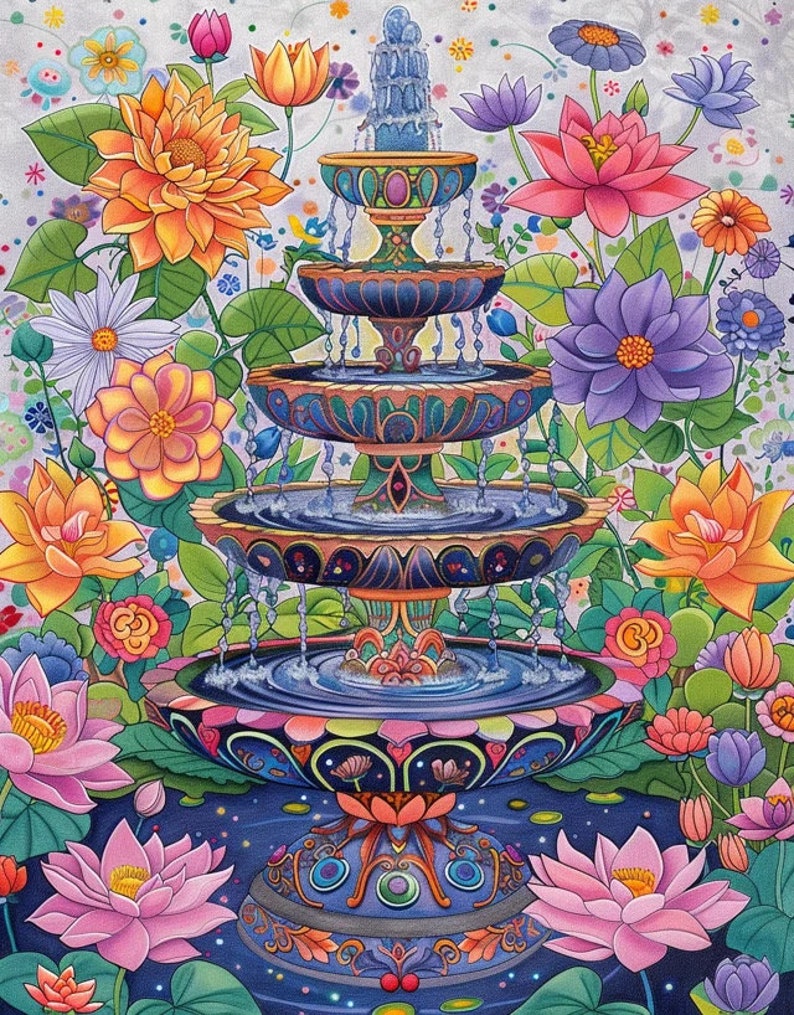 Fountains Coloring Book 20 Coloring Pages Instant Download Garden ...