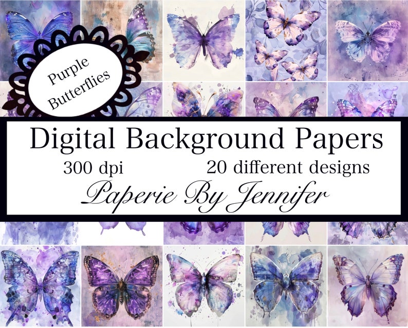 Purple Butterfly Clipart Images 20 Instant Download Butterfly Card ...