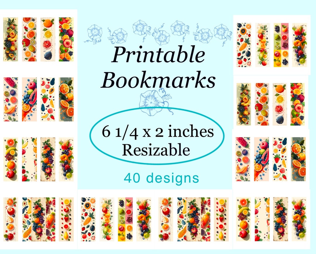 Fruit Bookmarks Printables 40 Designs Fruit Bookmark Images Instant ...