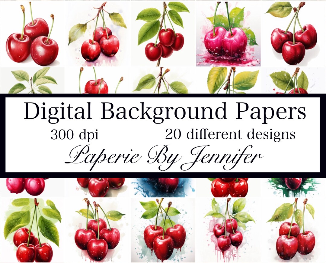 Cherries Prints Background 20 Instant Download Printable Cherries ...