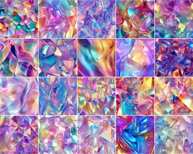 Opalescent Rainbow Backgrounds: 20 Iridescent Seamless Patterns ...