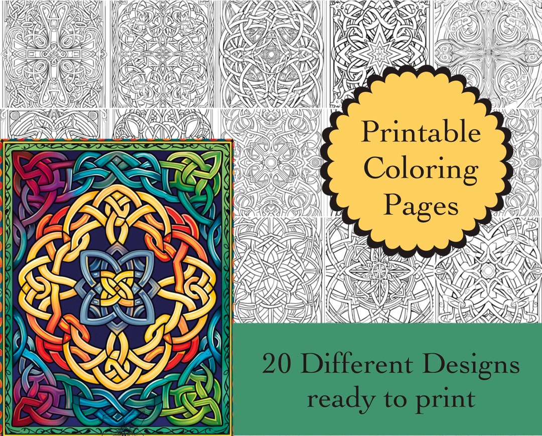 Celtic Design Coloring Book 20 Coloring Pages Instant Download Celtic ...