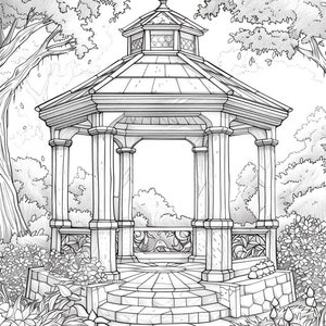 Gazebo Coloring Book 20 Gazebo Coloring Pages Instant Download ...
