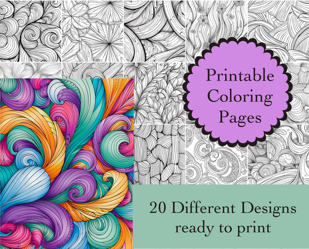 Abstract Line Art Swirls Coloring Book 20 Abstract Art Coloring Pages ...