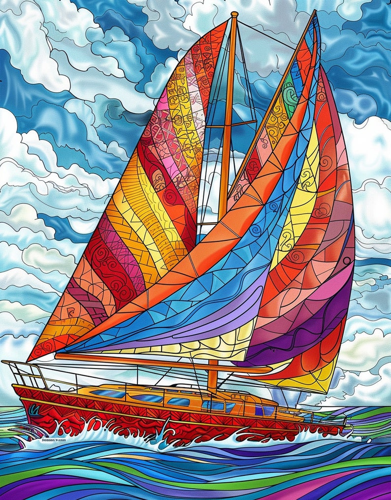 Sailboat Coloring Book 20 Coloring Pages Instant Download Sailboat ...
