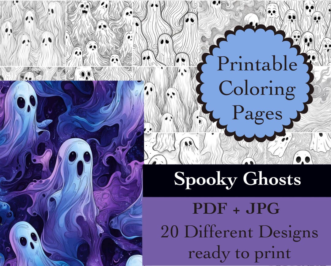 Ghost Coloring Book 20 Halloween Coloring Pages Instant Download Ghost ...