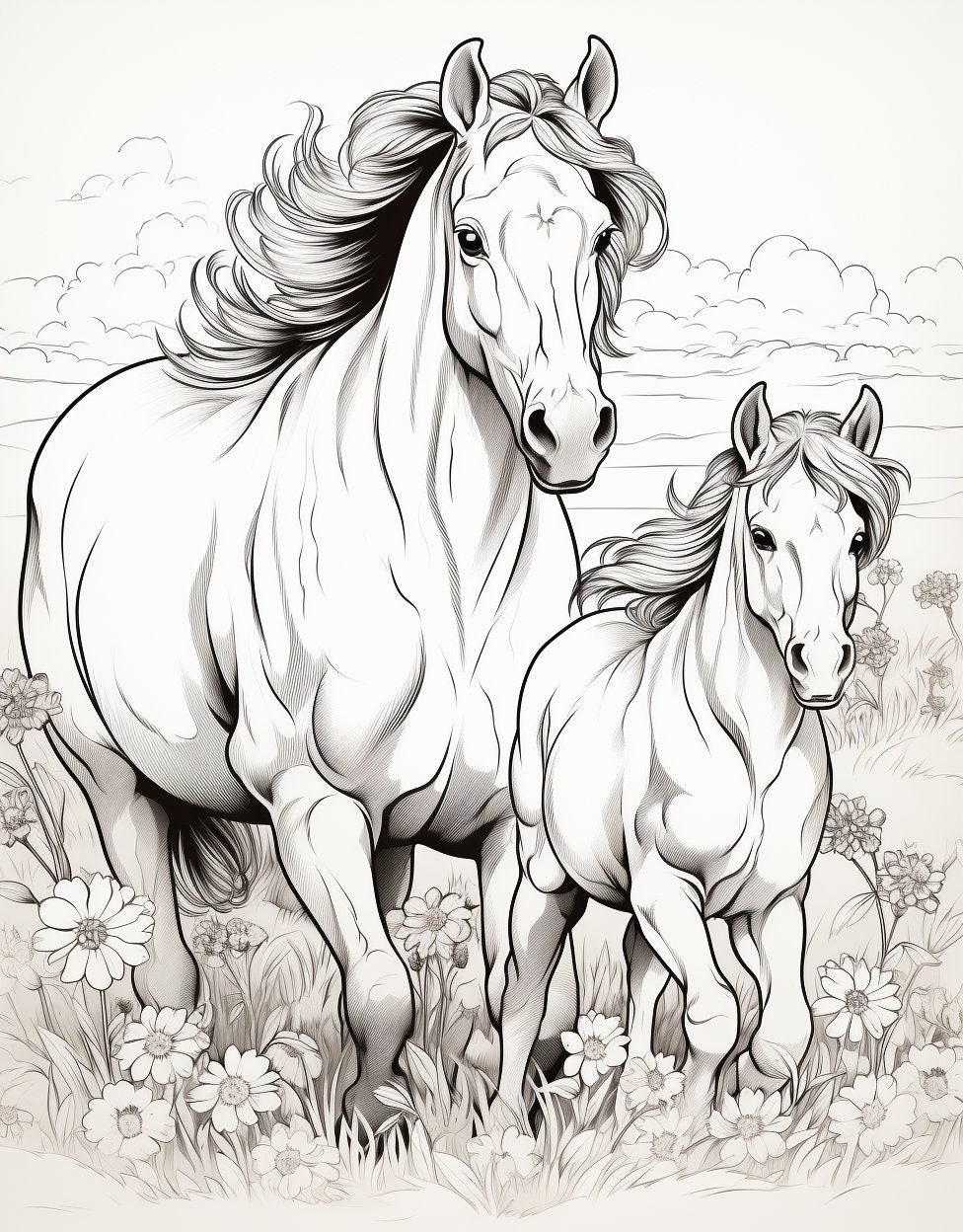 Horses Coloring Book 20 Horses Coloring Pages Instant Download Horses ...