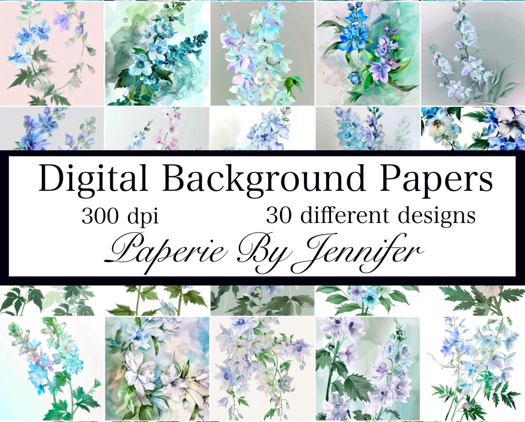 Vintage Delphiniums Backgrounds 30 Designs Vintage Delphiniums Digital ...