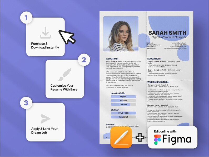 Creative Resume Template • Professional CV Template Minimalistic ...