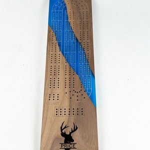 Personalized Epoxy River Cribbage Board | Custom Wood Game With Peg ...