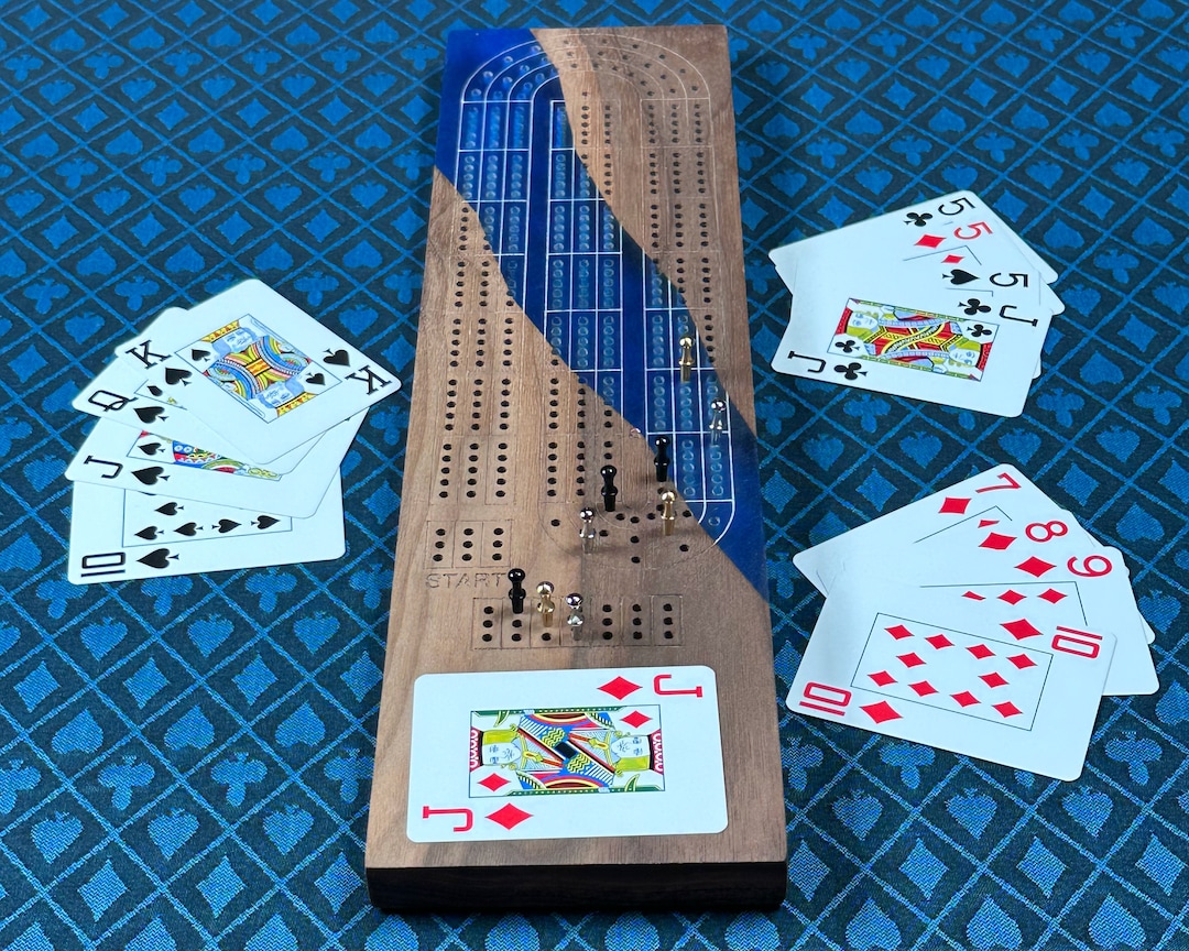 Personalized Epoxy River Cribbage Board | Custom Wood Game With Peg ...