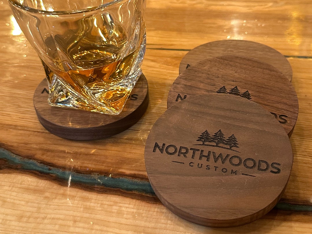 Extra Thick Personalized Hardwood Coasters, Walnut or Oak, Set of 4 - Etsy